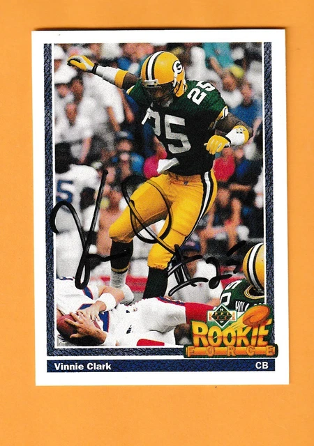 VINNIE CLARK GREEN Bay Packers AUTO signé 1991 pont supérieur Ohio ...