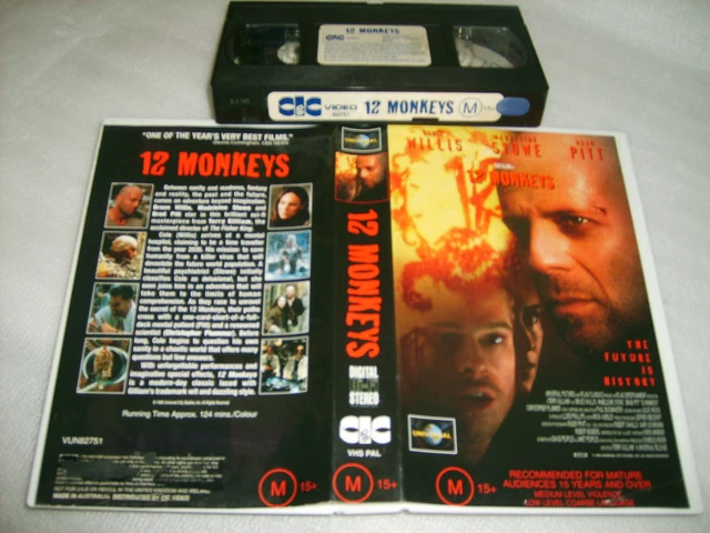 12 MONKEYS - Rare VHS - Bruce Willis Brad Pitt - Cult Action SciFi ...