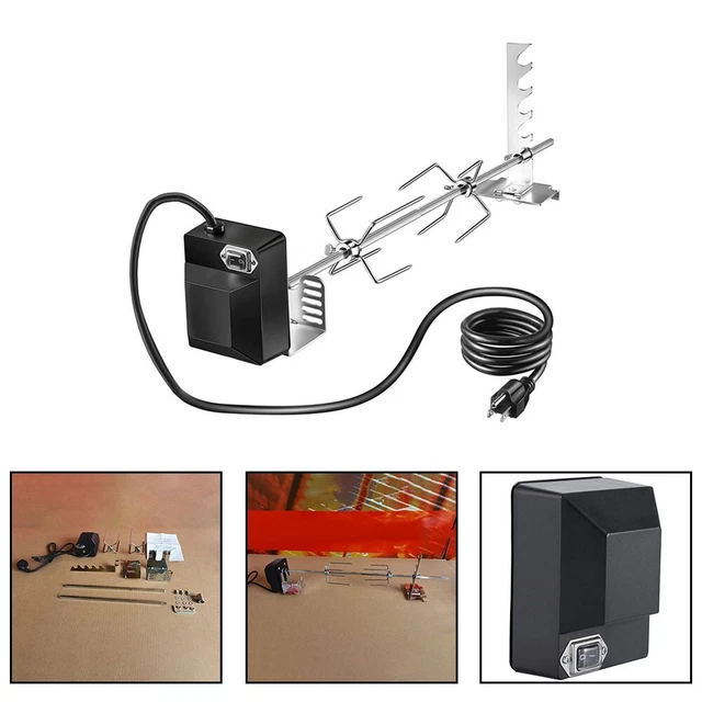 DELUXE MOTORIZED GAS Grill Rotisserie Spit Kit Complete Set for Perfect ...