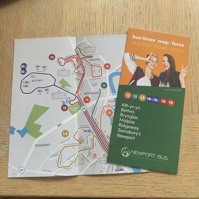 NEWPORT BUS: MALPAS Road area bus times/map/fares booklet guide April ...