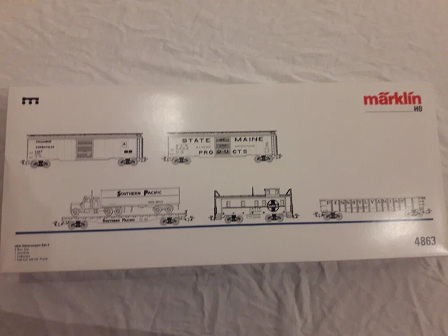 MÄRKLIN 4863 H0 USA Güterwagen-Set 2 ATSF, 5 Wagen, einmalige ...
