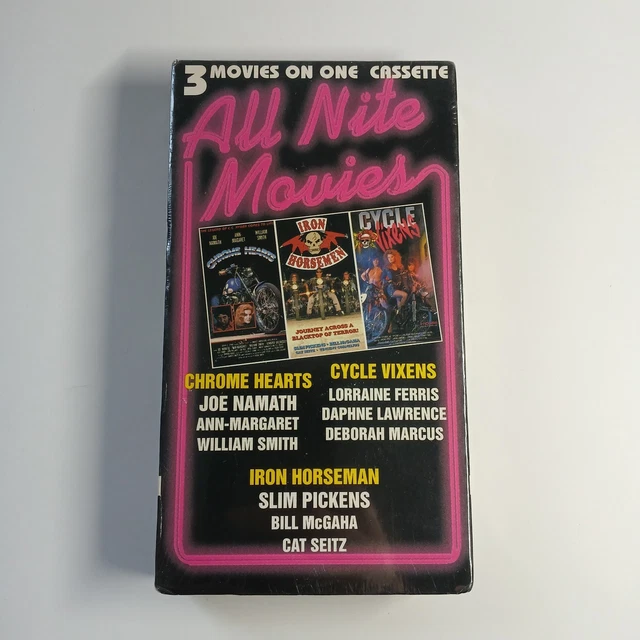 ALL NITE MOVIES 3 VHS Tapes: Chrome Hearts, Cycle Vixens, Iron Horseman ...