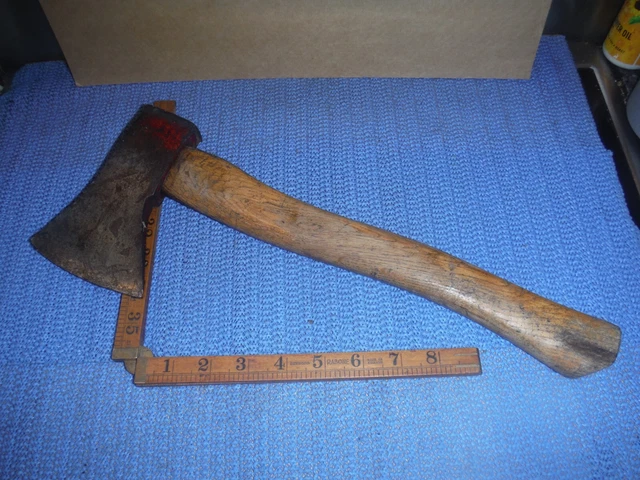 VINTAGE HATCHET AXE Head Wood Chopping Tool Original Handle Woodcraft ...