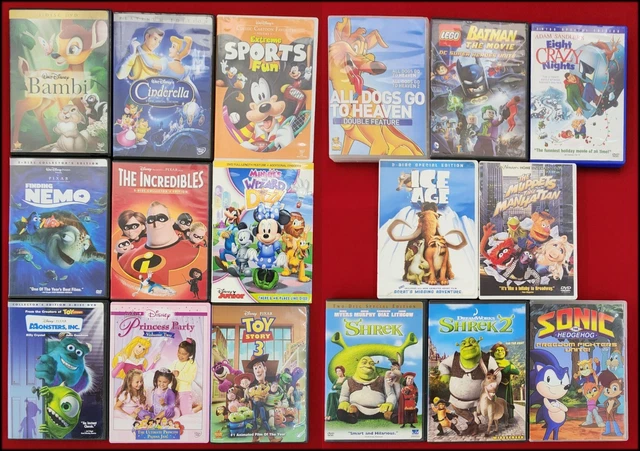 DVD LOT 17 Animated Movies Shrek Sonic Batman Nemo Muppets Ice Age Toy ...
