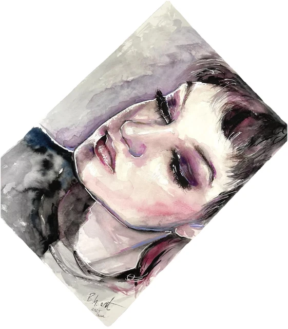 ORIGINAL WATERCOLOUR PORTRAIT Painting Of A Girl NOT PRINT A4 Paper ...