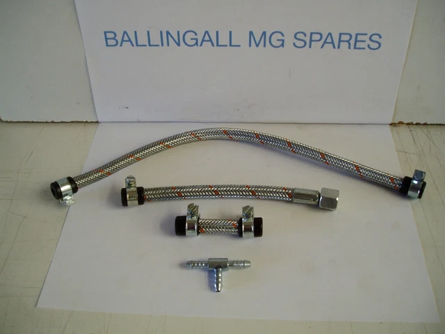376-920 14 & Mg Mgb Braided Fuel Line Hose Kit X 3 And T Piece $120.95 ...