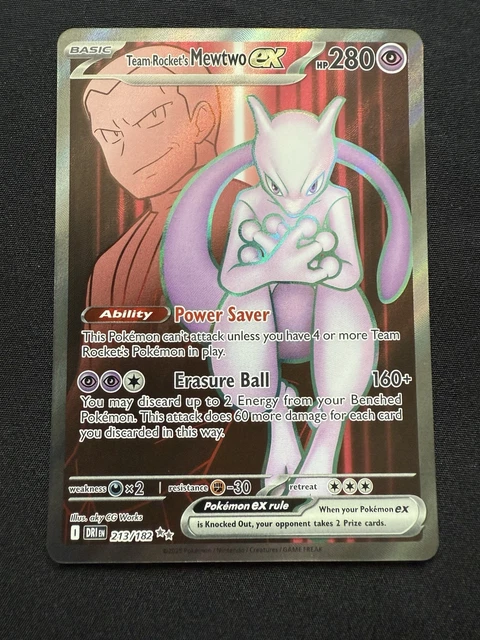 POKÉMON TCG TEAM Rockets Mewtwo EX 213/182 Full Art Destined Rivals ...