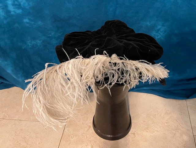 ADULT RENAISSANCE TUDOR Costume Period Medieval Hat Black Velvet /White ...