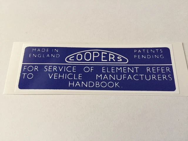 CLASSIC MINI COOPERS Air Filter Sticker ST120 Twin Carb Label 1275 ...