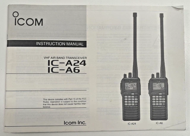 GENUINE ICOM IC-A24 IC-A6 VHF Air Band Transceiver Instruction Manual ...