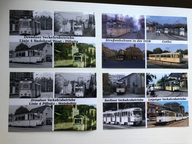 4 COLLAGEN FOTOS Straßenbahn Eisenbahn Dampflok DDR Dresden Gotha EUR 1 ...