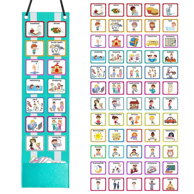 60 PIECES VISUAL Schedule Cards for Kids Classroom SchoolRemovable Wall ...