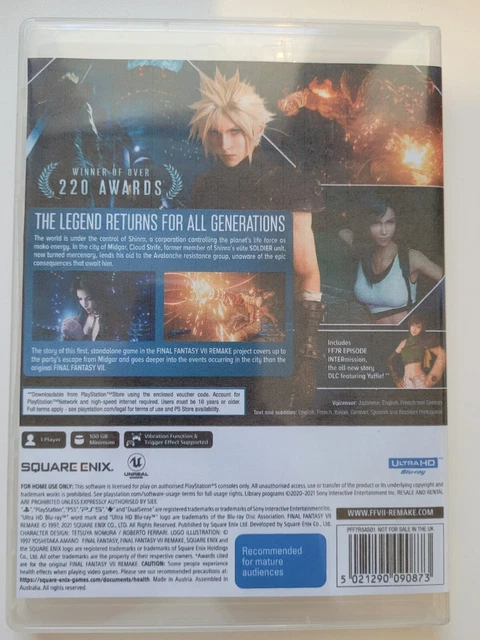 FINAL FANTASY VII REMAKE INTERGRADE - PlayStation 5 PS5 Game Disc Only $34.95 - PicClick AU