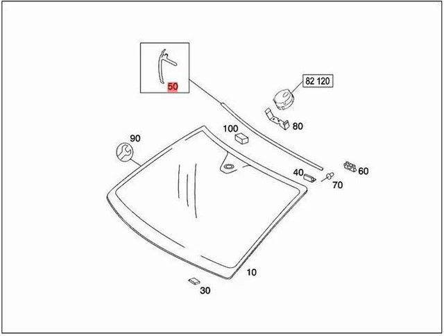 GENUINE MERCEDES R171 W171 Cabrio Outer moulding Windshield 1716710030 ...