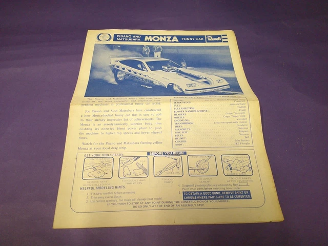 ORIGINAL INSTRUCTION SHEET Model Kit Revell Pisano Matsubara Monza ...