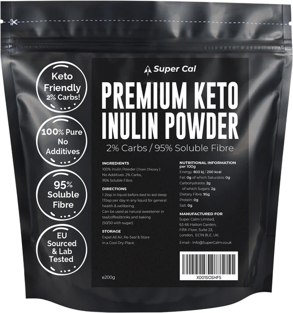 SUPER CAL KETO Inulin Powder 200g | 95% Fibre / 2% Carbs | Lab Tested ...