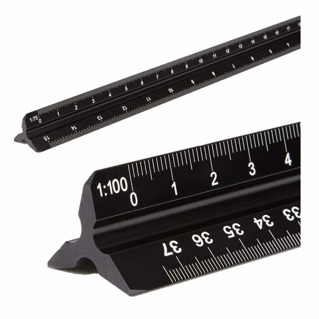 ARCHITECTURAL SCALE RULER, Aluminum Triangular Scale Ruler Metric 1:20 ...