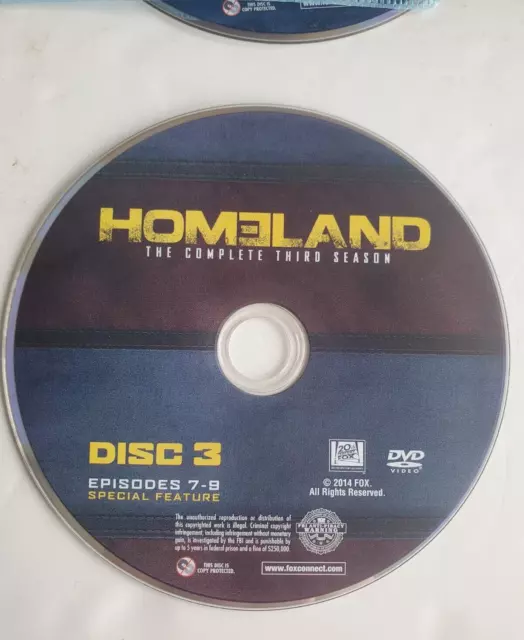 Homeland The Complete Third Season Disc Only Loose Dvd Tv Series 20th