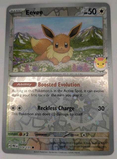 EEVEE 74/131 2025 Pokémon TCG Prismatic Evolutions Stamped Reverse ...