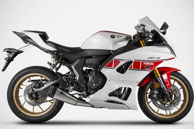 YAMAHA YZF R7 2023 Zard Sistema di scarico completo inox/carbonio DeCAT + killer DB EUR 917,23 ...