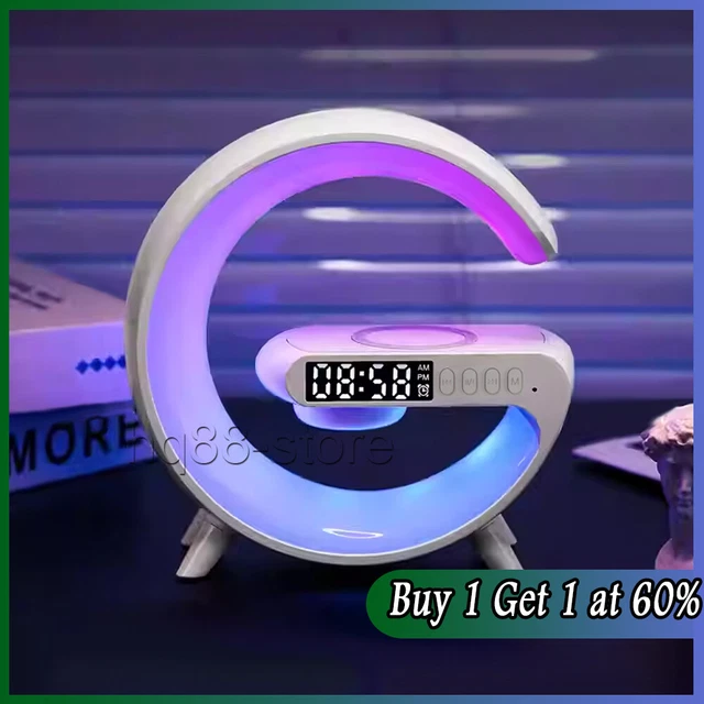 SMART G LAMP Wireless Charger Bluetooth Speaker RGB Alarm Clock Night ...