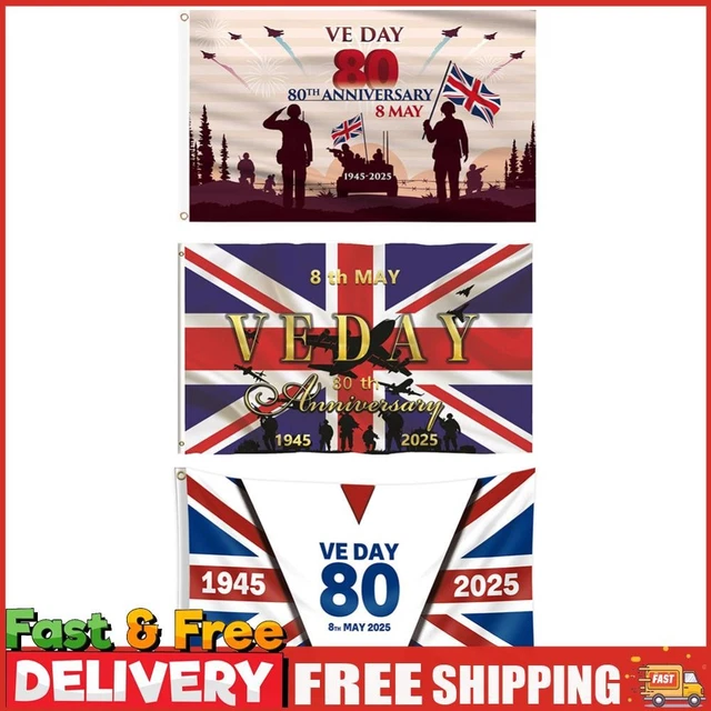 2025 VE DAY 80th Anniversary Flag 3x5 Ft VE Day Flag Waterproof ...
