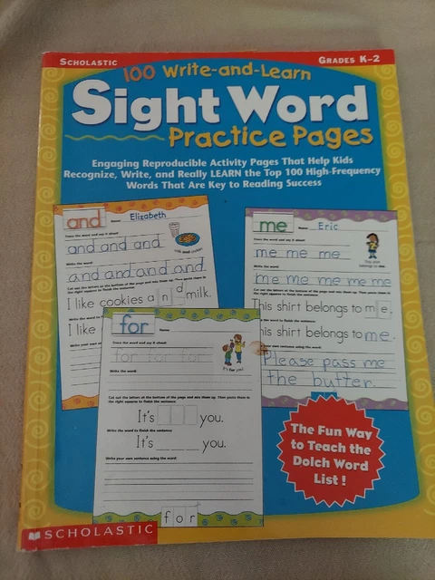 100 WRITE-AND-LEARN SIGHT Word Practice Pages: Grades K-2 $8.00 - PicClick