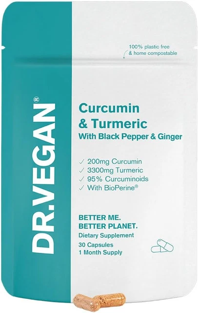DR.VEGAN ORGANIC CURCUMIN & Turmeric | High Strength, 30 Vegan-Friendly ...