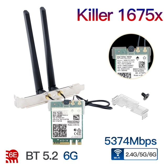 WI-FI 6E M.2 Kit Wireless Card Intel Killer AX1675x AX210 Desktop M.2 ...