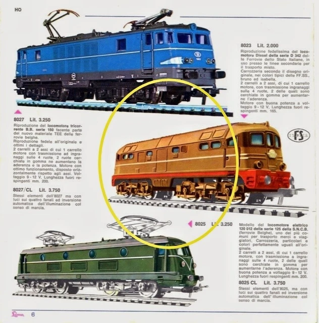 LIMA ART.8023 HO Locomotore FS Ansaldo D342-4010 Isabella Catalogo 1966 ...