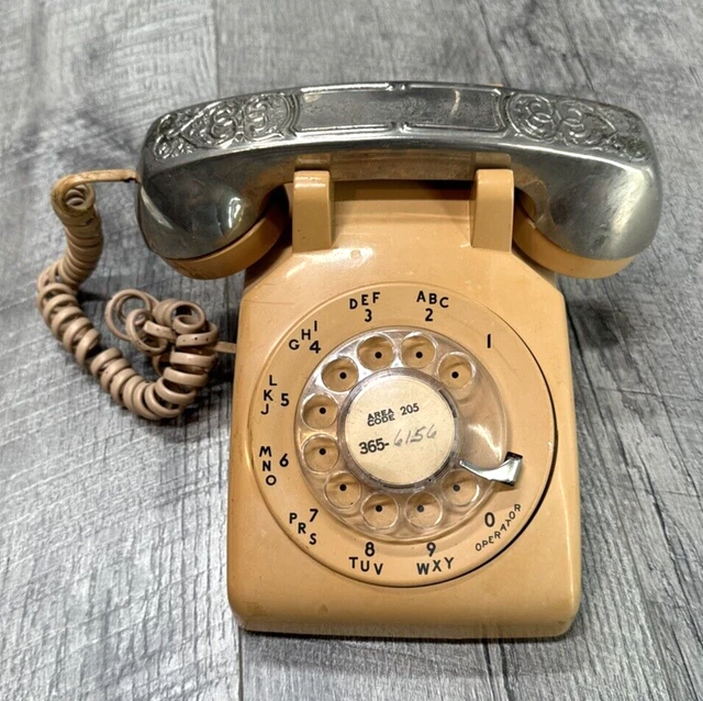 VINTAGE ROTARY DIAL Telephone Table Top Old School Phone w/ Sliver ...