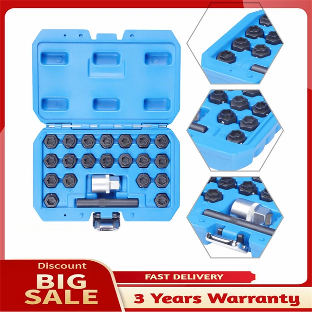 22PCS UNIVERSAL LOCKING Lug Nut Master Key Set Wheel Lock Removal Tool ...