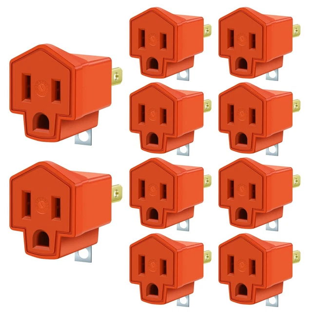 TWO PRONG TO Three Prong Adapter AC Wall Outlets Grounding Tap Plug ...