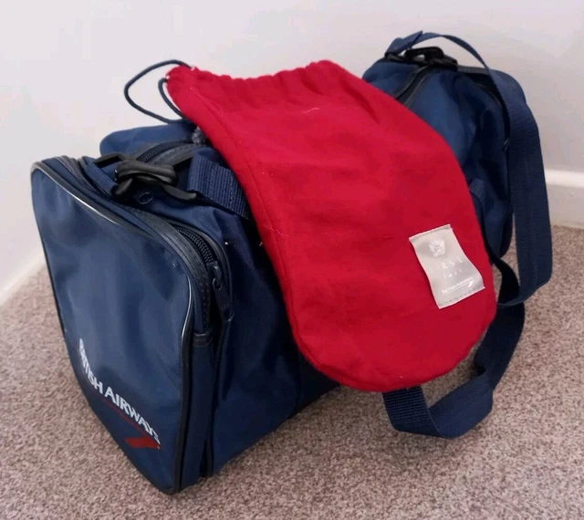 BRITISH AIRWAYS FLIGHT Blue Cabin Shoulder Bag & Small Red 1st Class ...