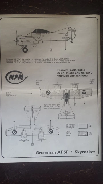 GRUMMAN XF5F-1 SKYROCKET XP-50 1/72 MPM Fotoätzteile RARITÄT ...