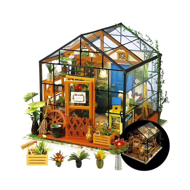 Rolife Diy Miniature Dollhouse Kit 1 24 Scale Wooden Greenhouse Mini