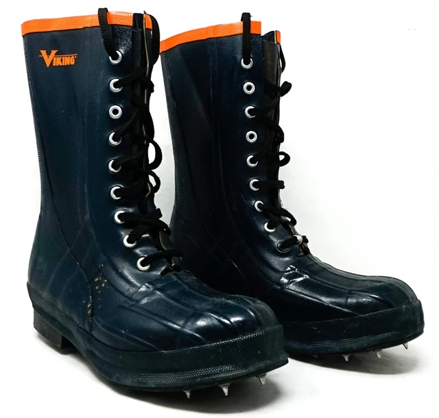 VIKING FORESTER SPIKED Men's Logging Waterproof Boots #9640 Black ...