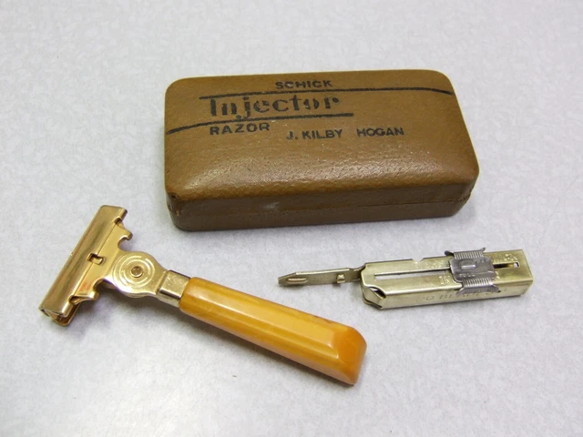 ANTIQUE SCHICK DELUXE MODEL INJECTOR SAFETY RAZOR Set Bakelite Handle E ...