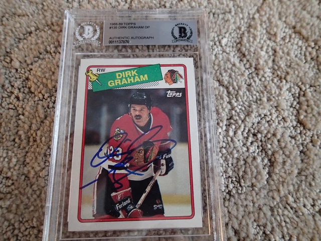 1988-89 TOPPS #135 DIRK GRAHAM CARTE HOCKEY signée Beckett SLAB NHL ...