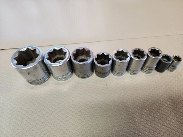 SNAP ON USA 1/2 Drive SAE 8 Point Double Square Socket Set Standard F ...