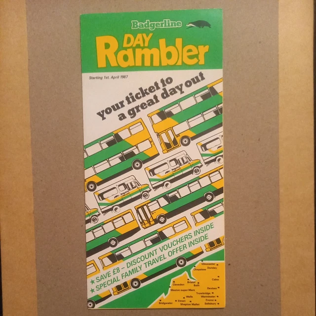 1987 BADGERLINE AREA Bus Route Map Guide Salisbury Gloucester Devizes ...