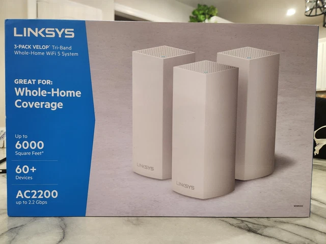 LINKSYS VELOP AC2200 Tri-Band Mesh WiFi System 3-Pack Excellent ...