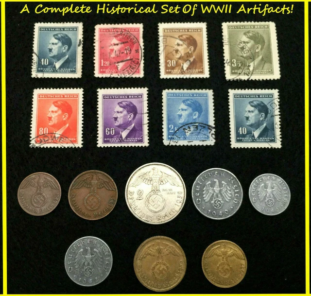 RARE WW2 GERMAN Coins & Stamps Set Of Historical Artifacts - Complete ...