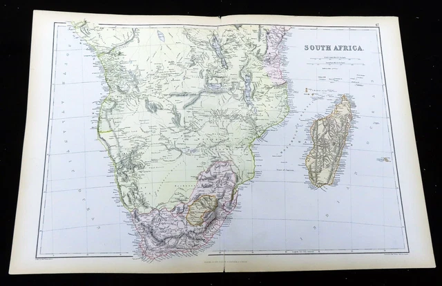 ANTIQUE MAP OF South Africa The Congo Angola Madagascar The Cape Colony ...