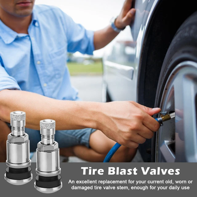 4PCS BOLT IN Rim Holes Trailer Silver Car Tire Valve Replacement Part ...