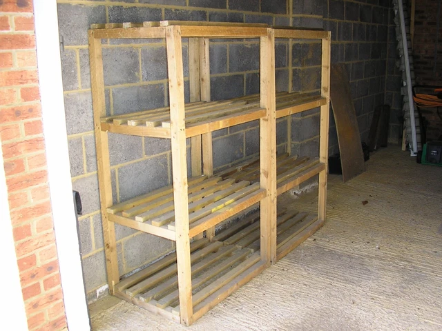 HEAVY DUTY WOODEN Garage Shelving / Storage Racking Units x 2 ...