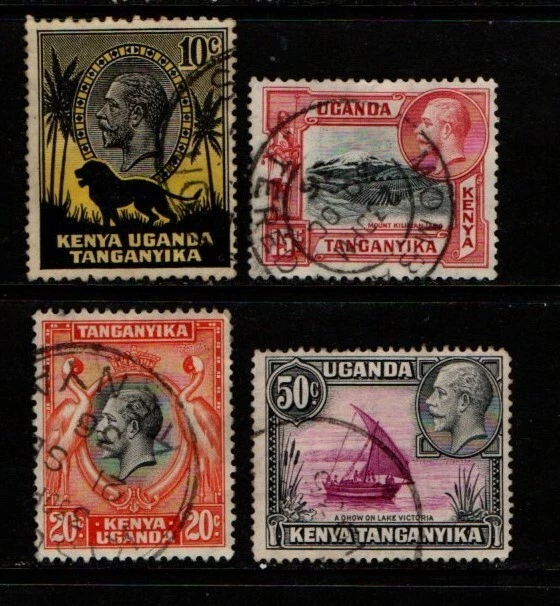 KENYA UGANDA TANGANYIKA KUT 1935 1937 KG V 10c, 15c, 20c, 50c SG112-14 ...