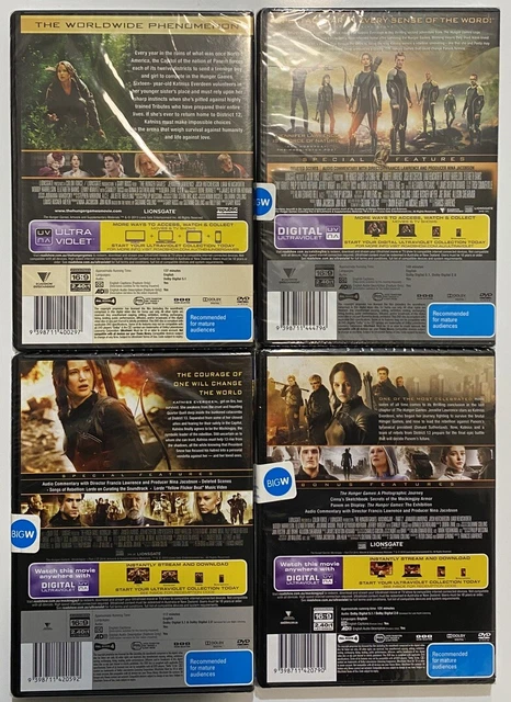 THE HUNGER GAMES Catching Fire Mockingjay Part 1 2 Movies DVD Jennifer ...