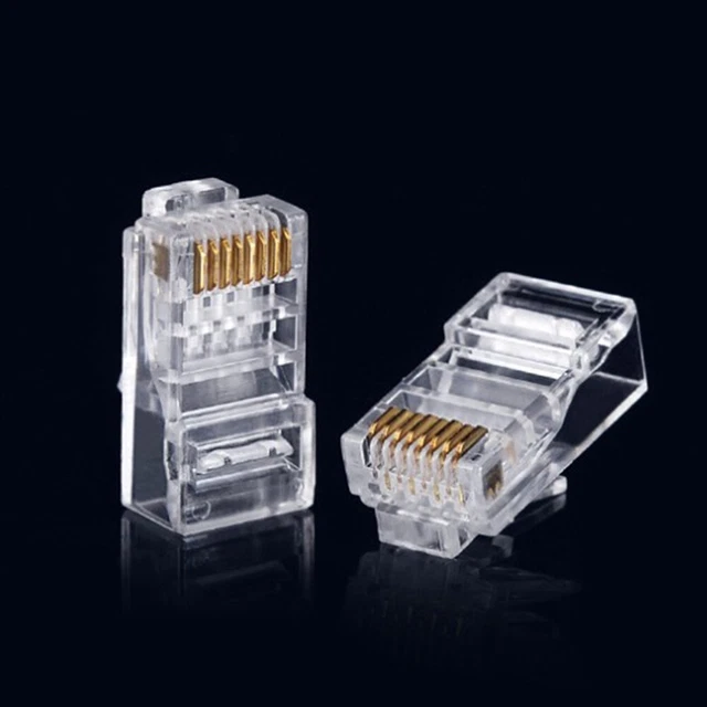 50PCS RJ45 8P8C CAT6 Crystal Head Modular Plug Gold Plated Network ...