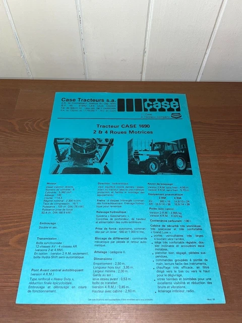 BROCHURE PROSPEKT PROSPECTUS TRACTEUR CASE-DAVID BROWN 1690 tractor-traktor-ih EUR 4,99 ...